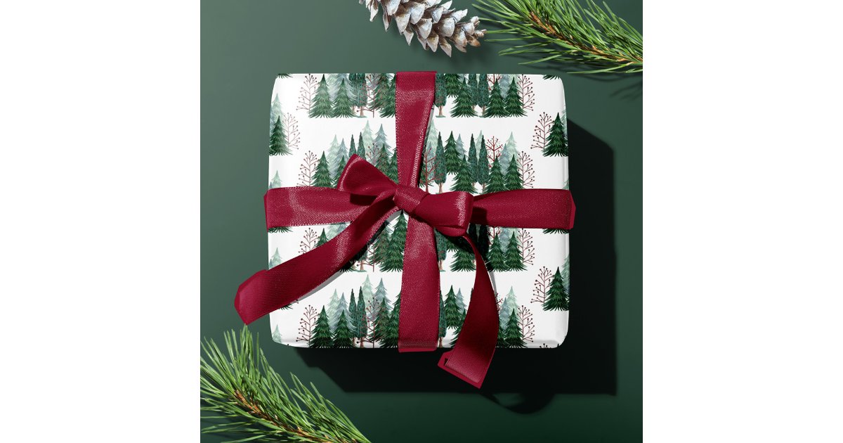 Rustic Christmas Pine Tree Pattern Wrapping Paper | Zazzle