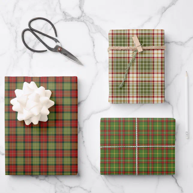 Rustic Christmas Plaid Variety Wrapping Paper Sheets | Zazzle