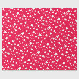 Rustic Christmas Red Template White Stars Nostalgy Wrapping Paper | Zazzle