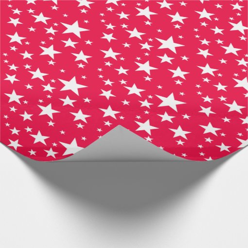 Rustic Christmas Red Template White Stars Nostalgy Wrapping Paper | Zazzle