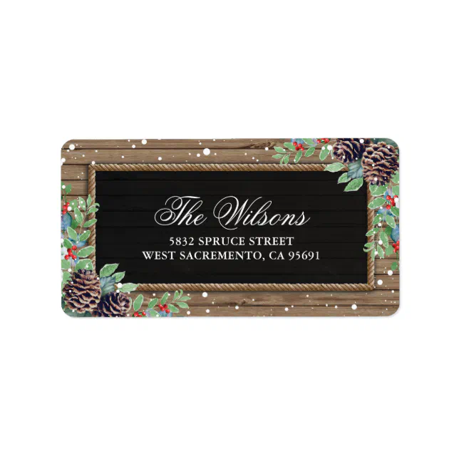 Rustic Christmas Seasonal Return Address Label | Zazzle