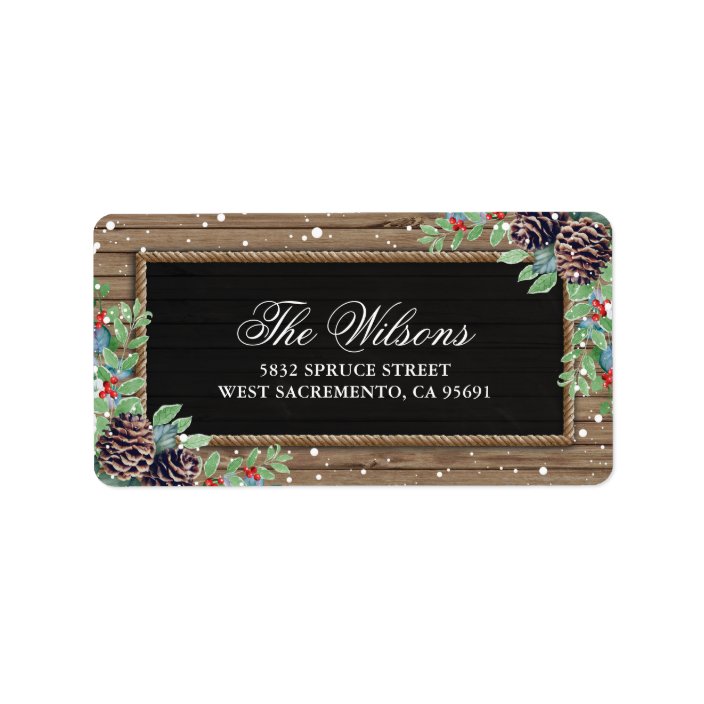 Rustic Christmas Seasonal Return Address Label | Zazzle.com