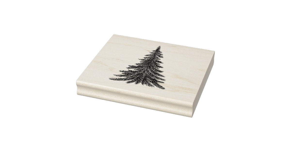 Rustic Christmas Tree Rubber Stamp Etched | Zazzle