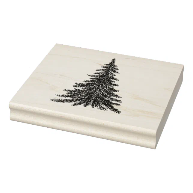 Rustic Christmas Tree Rubber Stamp Etched | Zazzle