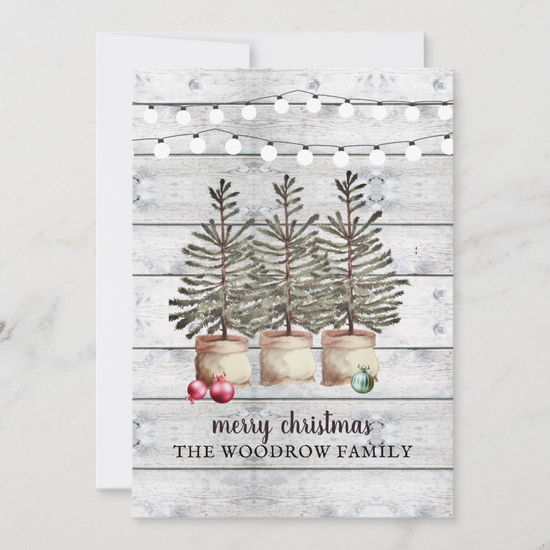 Rustic Christmas Trees Cards | Zazzle