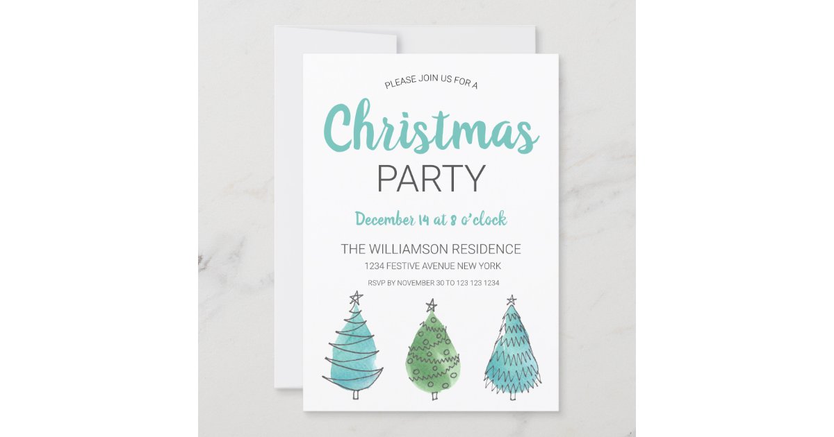 Rustic Christmas Trees Party Invitation | Zazzle