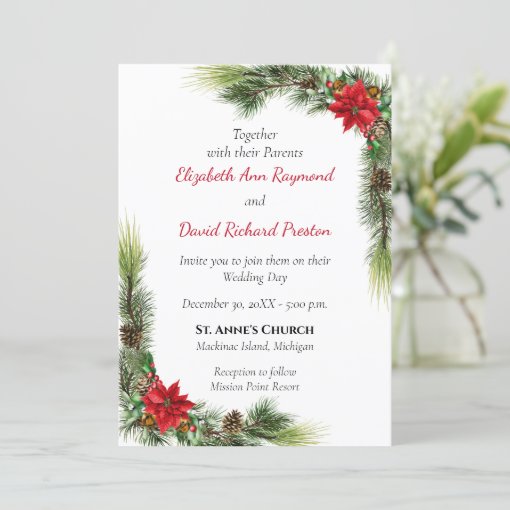 Rustic Christmas Wedding Invitation | Zazzle