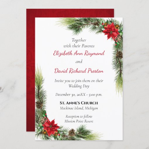 Rustic Christmas Wedding Invitation | Zazzle