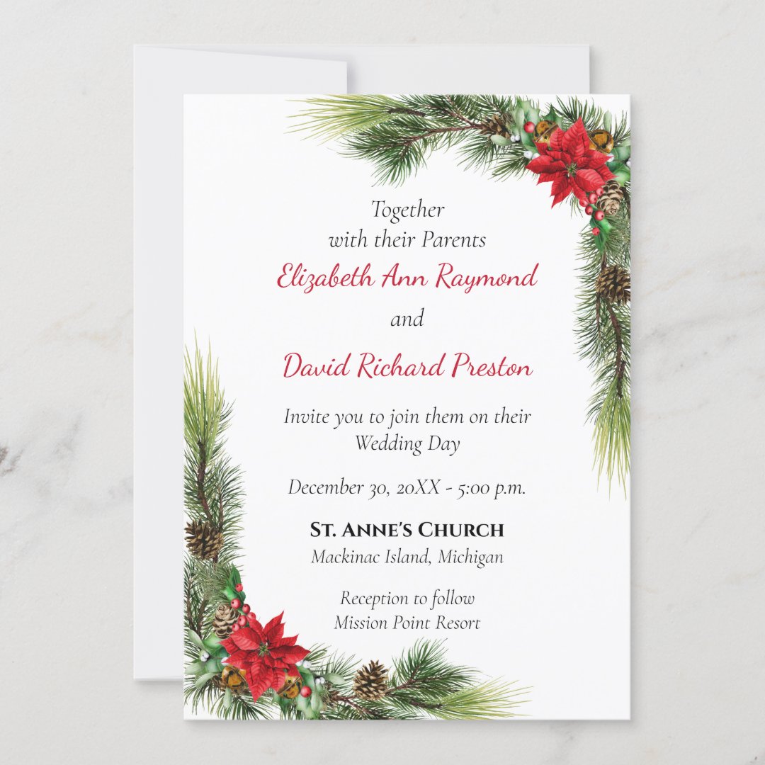 Rustic Christmas Wedding Invitation | Zazzle