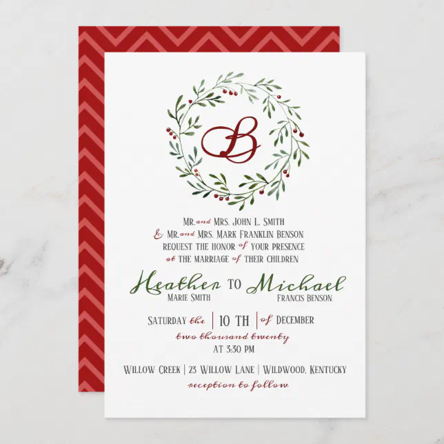 Rustic Christmas Wedding Invitation | Zazzle