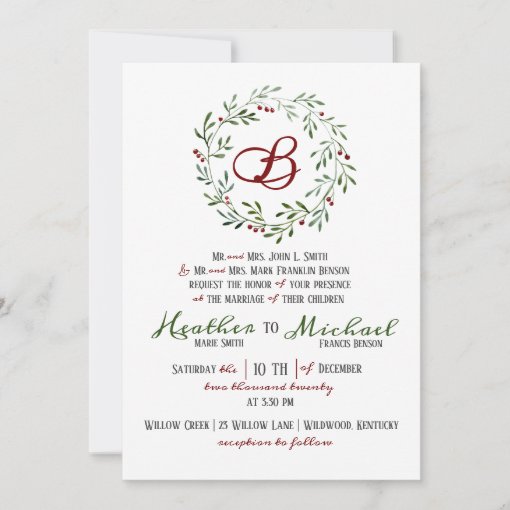 Rustic Christmas Wedding Invitation | Zazzle