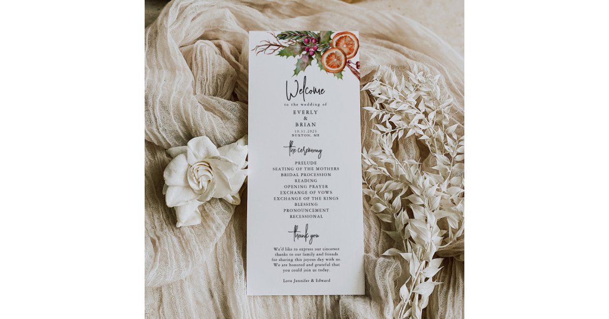 Rustic Christmas Wedding Program | Zazzle