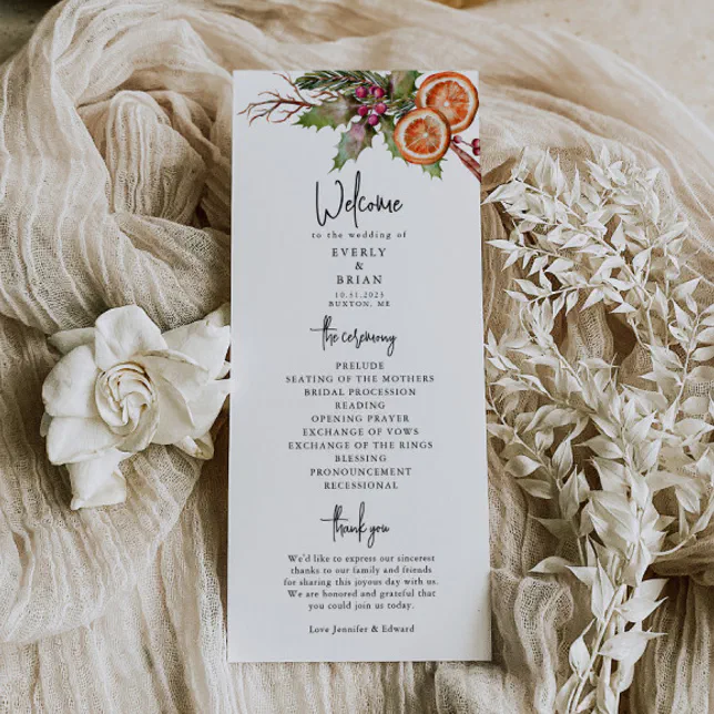 Rustic Christmas Wedding Program | Zazzle