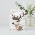Rustic Christmas Winter Reindeer Holiday Postcard | Zazzle