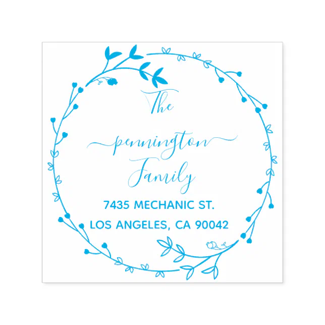 Rustic Circle Flowers Handwritten Return Address Self-inking Stamp | Zazzle