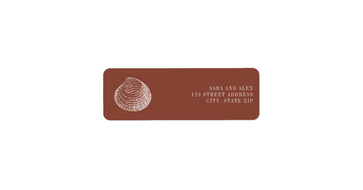 Rustic Clam Shell Terracotta Wedding Label | Zazzle