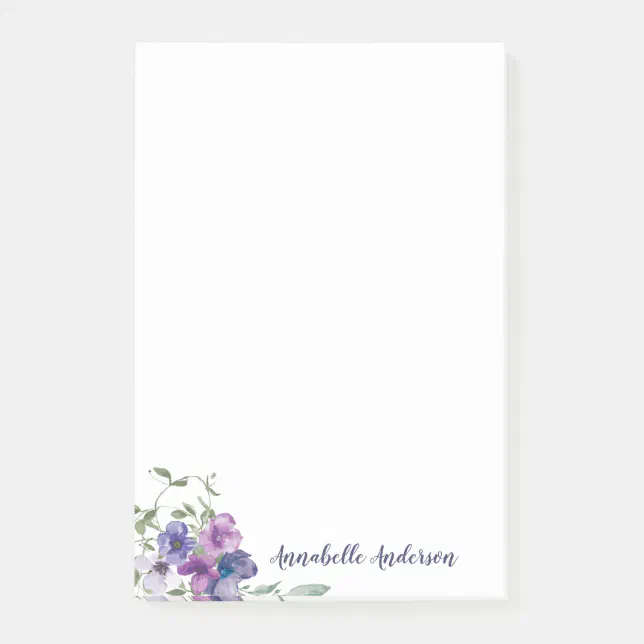 Rustic Classic Purple Floral Watercolor Bouquet Post-it Notes | Zazzle