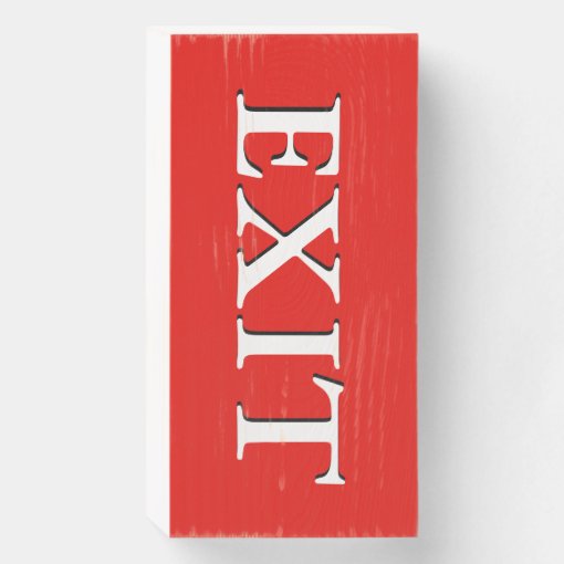 Rustic Classic Simple Red and White Exit Wooden Box Sign | Zazzle