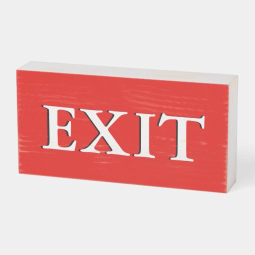 Rustic Classic Simple Red and White Exit Wooden Box Sign | Zazzle