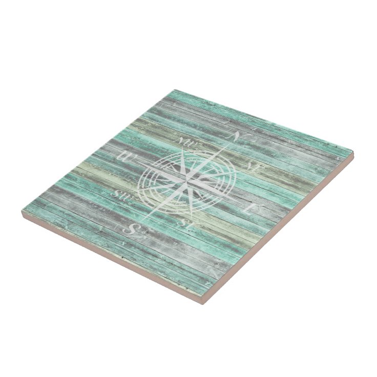 Rustic Coastal Decor Compass Rose Tile | Zazzle