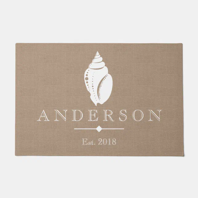 Rustic Coastal Seashell Silhouette | Custom Doormat | Zazzle