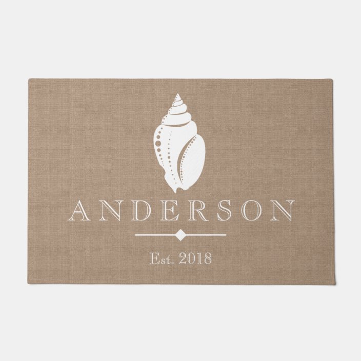 Rustic Coastal Seashell Silhouette | Custom Doormat | Zazzle.com