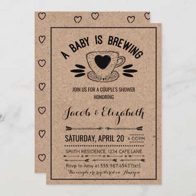 Rustic Coffee Couples Baby Shower Baby Brewing Invitation | Zazzle