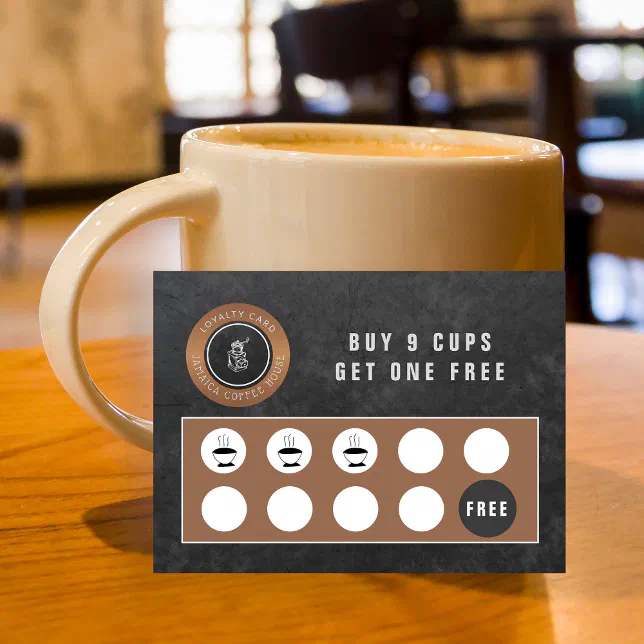 Rustic coffee shop punch holes chalkboard loyalty business card | Zazzle