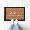 Rustic Coir Family Name Bonjour French Welcome Doormat | Zazzle