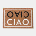 Rustic Coir Italian Welcome Black And White Ciao Doormat | Zazzle