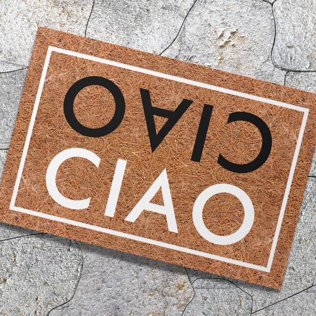 Rustic Coir Italian Welcome Black And White Ciao Doormat | Zazzle
