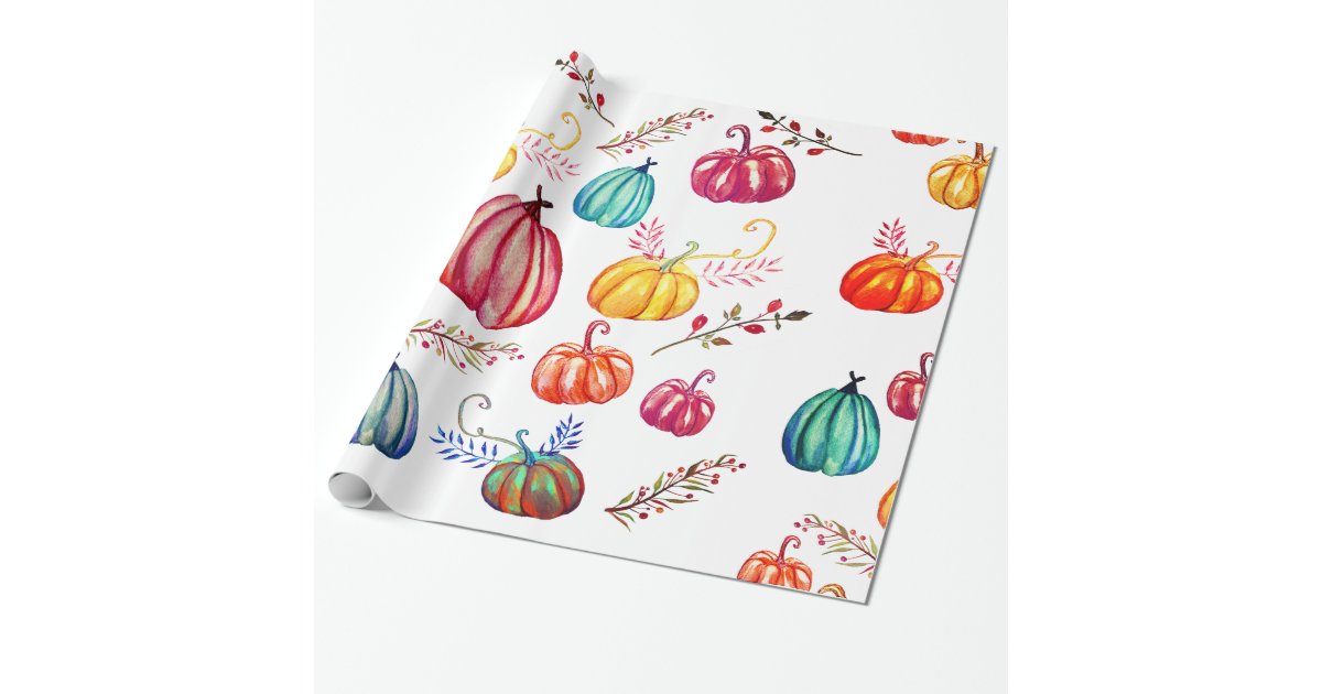 Rustic Colorful Squash Drawing Wrapping Paper | Zazzle