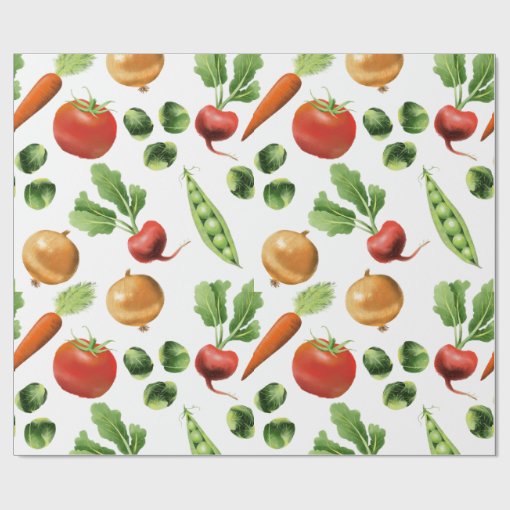 Rustic Colorful Vegetables Pattern Wrapping Paper | Zazzle