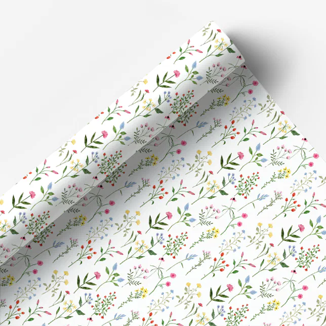 Rustic colorful wildflower floral wrapping paper | Zazzle