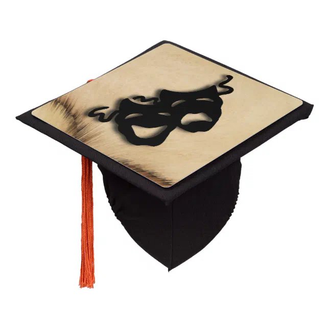 Rustic Comedy and Tragedy Theater Masks Graduation Cap Topper | Zazzle