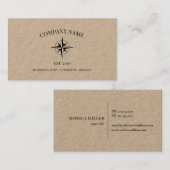 Rustic compass rose logo kraft business card | Zazzle