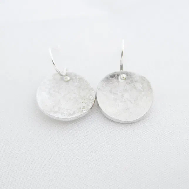 Rustic Concave Silver Earrings | Zazzle