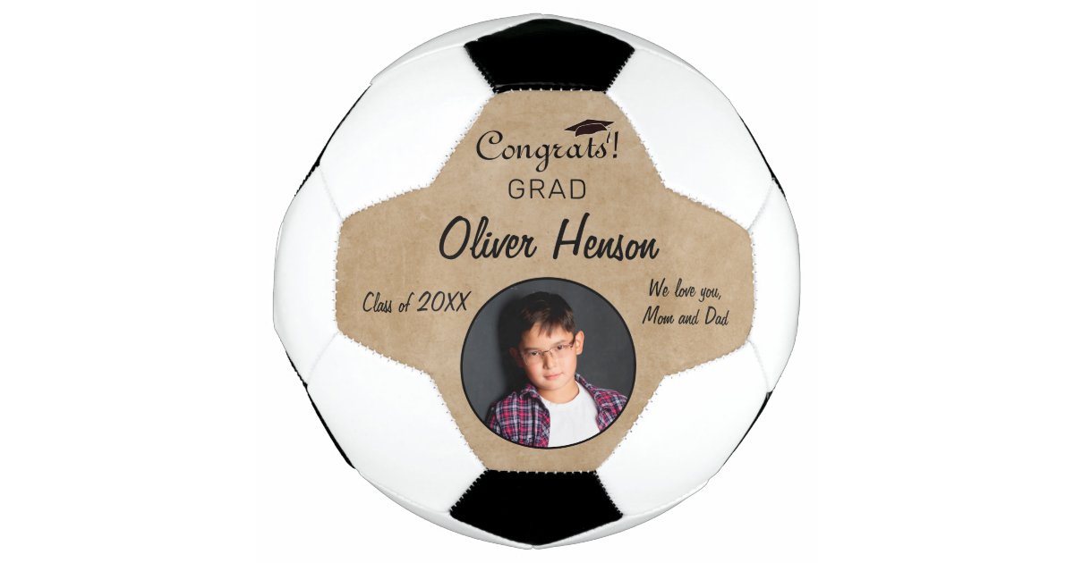 Rustic Congratulations Grad Graduation Photo Soccer Ball | Zazzle