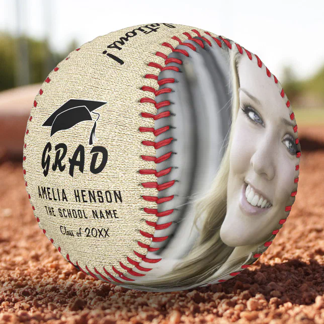 Rustic Congratulations Graduation Photo Baseball | Zazzle