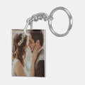 Rustic Conifer Pine Cone Save The Date Photo Keychain | Zazzle