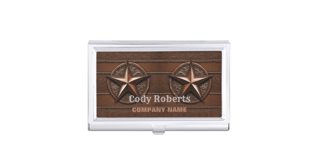 Rustic Construction Handyman Texas Star Western Business Card Case | Zazzle