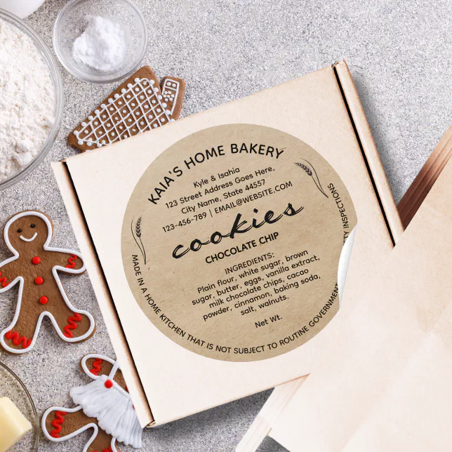 Rustic Cookies Label Cottage Bakery Packaging | Zazzle