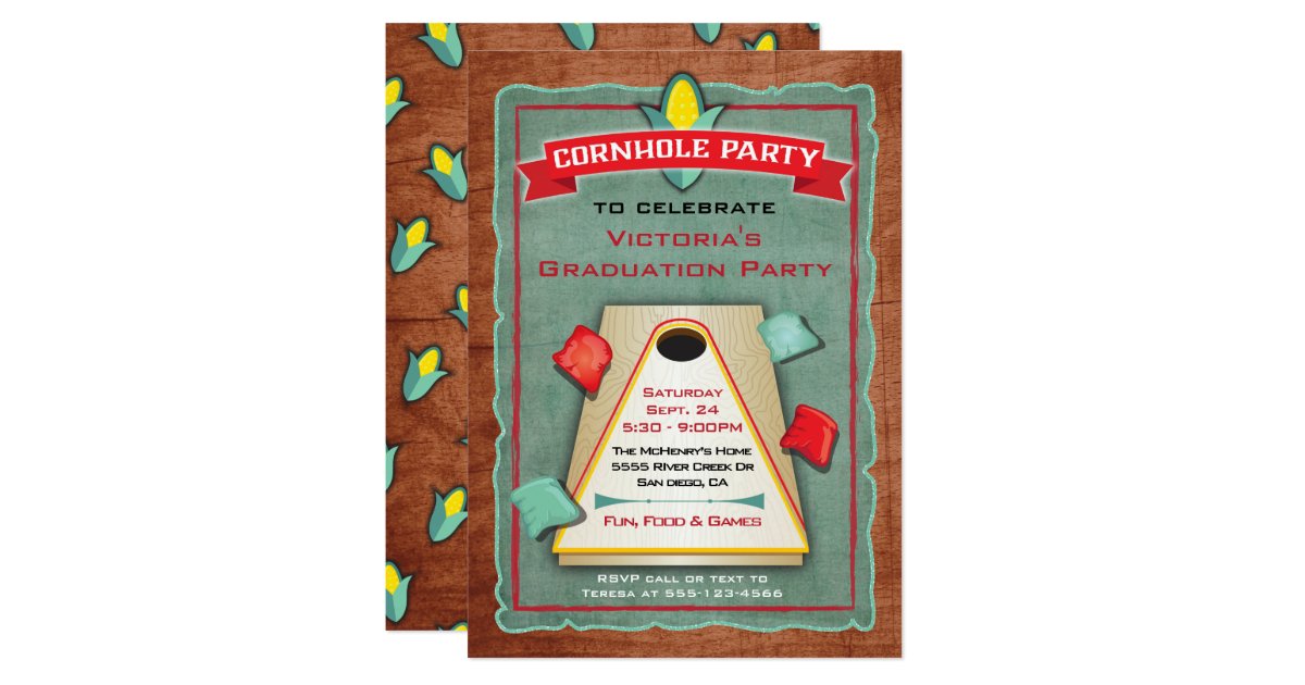 Rustic Cornhole Bean Bag Toss Party Invitation | Zazzle.com
