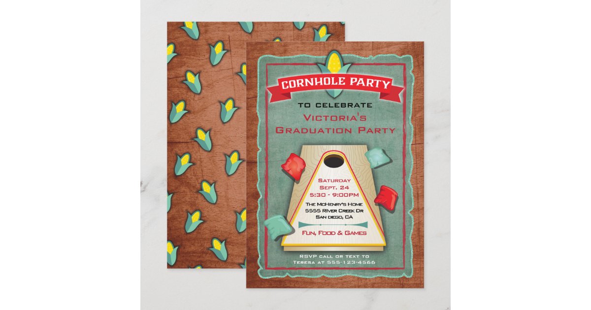 Rustic Cornhole Bean Bag Toss Party Invitation | Zazzle