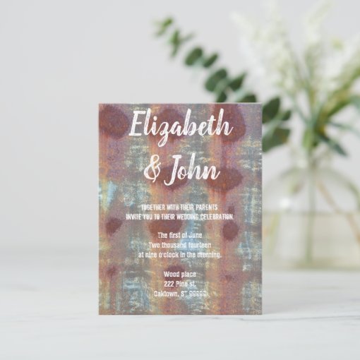 Rustic Corrugated Sheet Metal Wedding Invitations | Zazzle