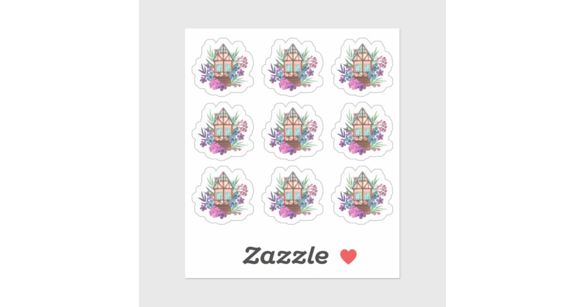 Rustic Cottage Chic Floral Cabin Watercolor Sheet Sticker | Zazzle