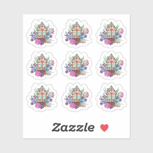 Rustic Cottage Chic Floral Cabin Watercolor Sheet Sticker | Zazzle