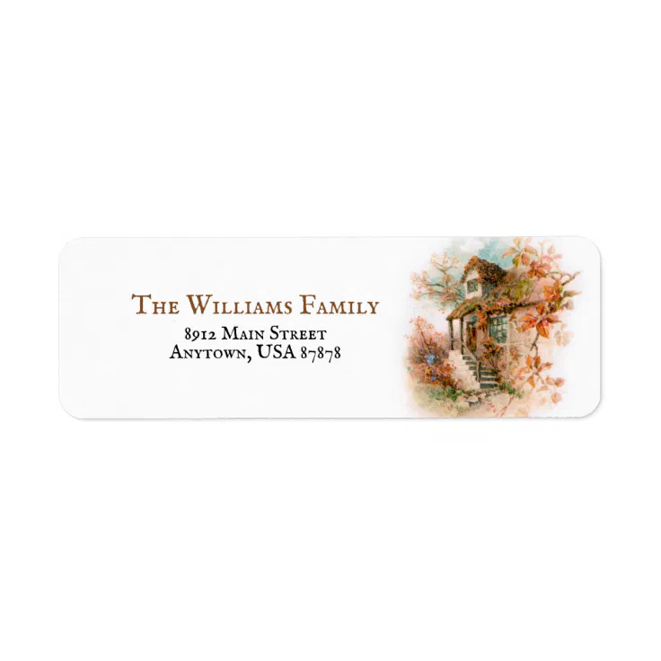 Rustic Cottage in Autumn Label | Zazzle