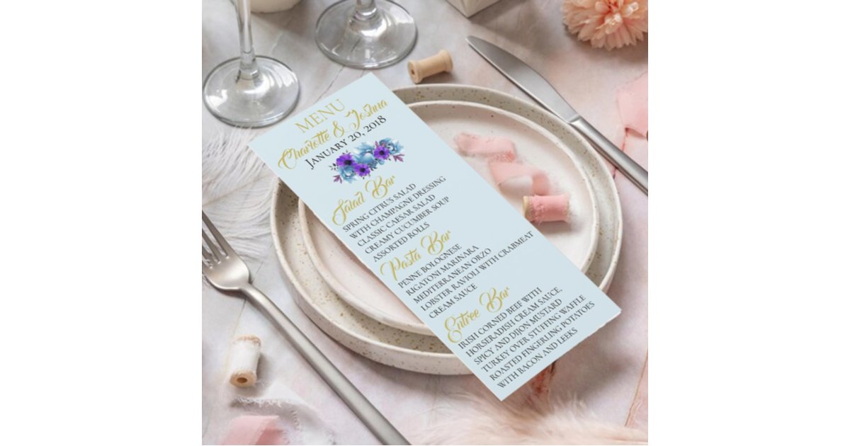 Rustic Cottage Roses Wedding Suite Shower Party Menu | Zazzle