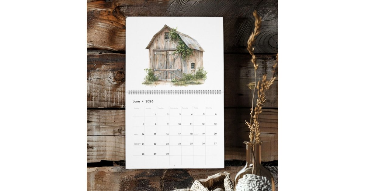 Rustic Country 12 different Barns Personalized Calendar | Zazzle
